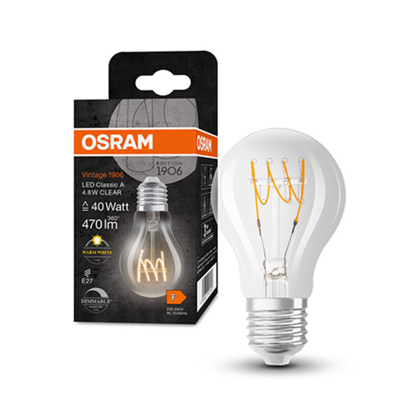 Osram LED lamp E27 | Peer A60 | Vintage 1906 Spiral | Helder | 2700K | Dimbaar 4.8W (40W) Osram ...